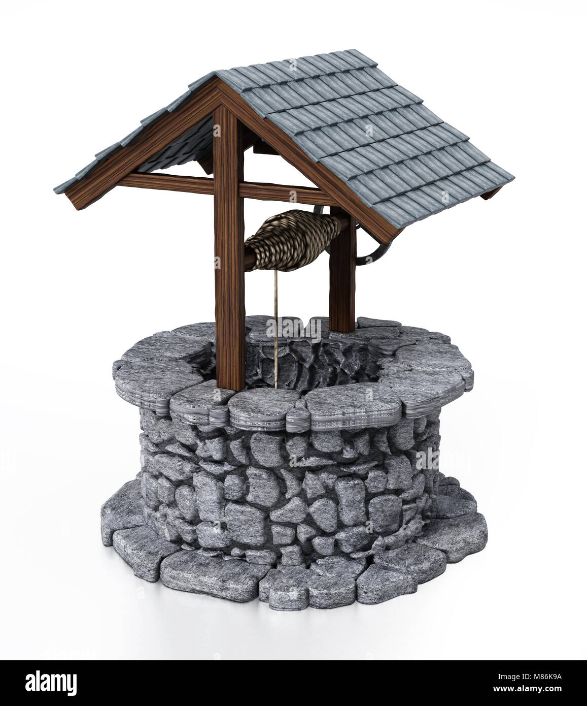 Old stone well isolated on white background. 3D illustration Stock ...