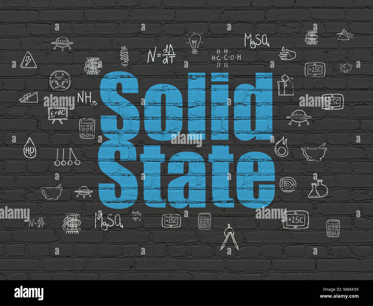 Science concept: Solid State on wall background Stock Photo - Alamy