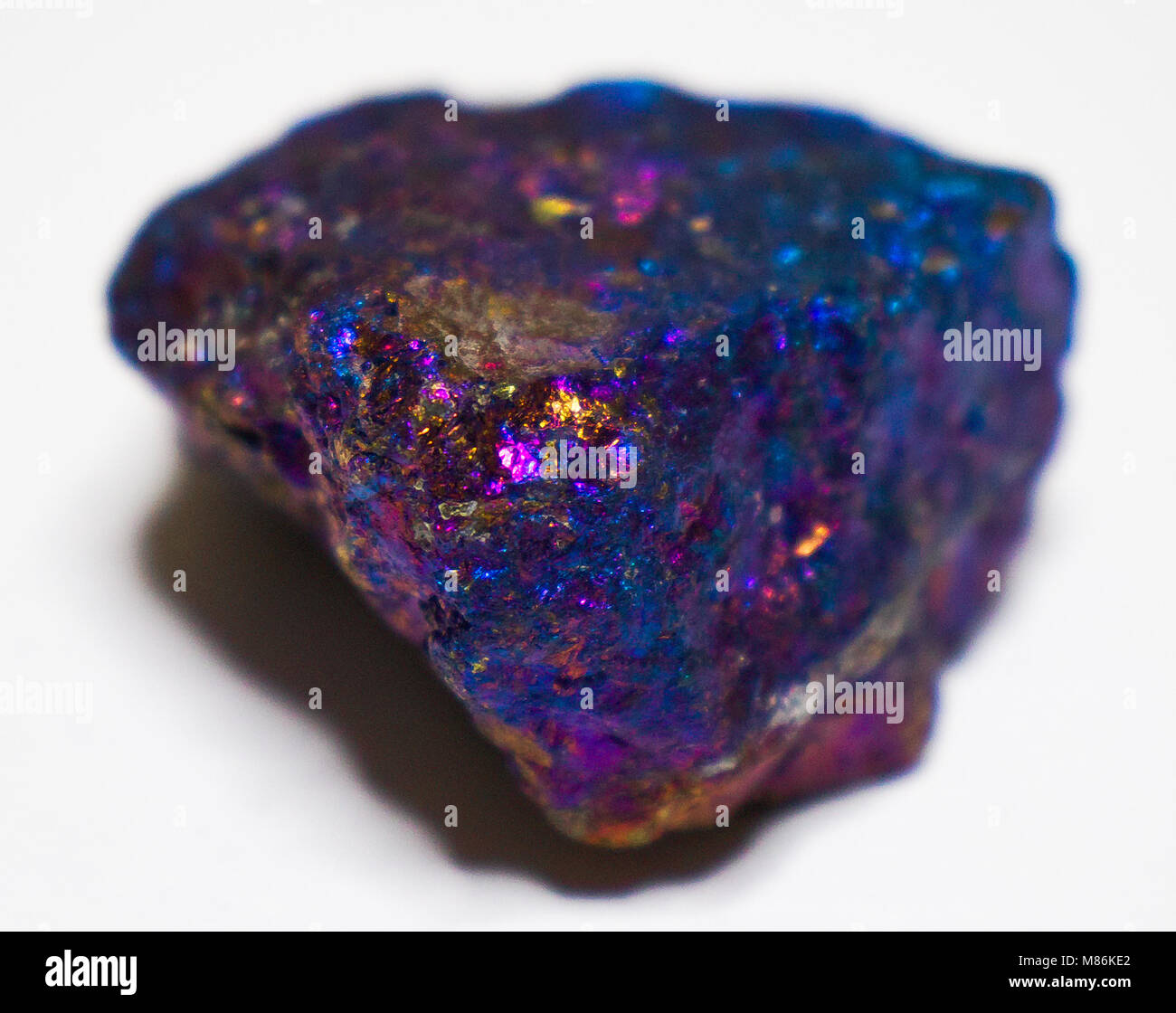 Blue violet magenta yellow chalcopyrite mineral stone specimen Stock ...