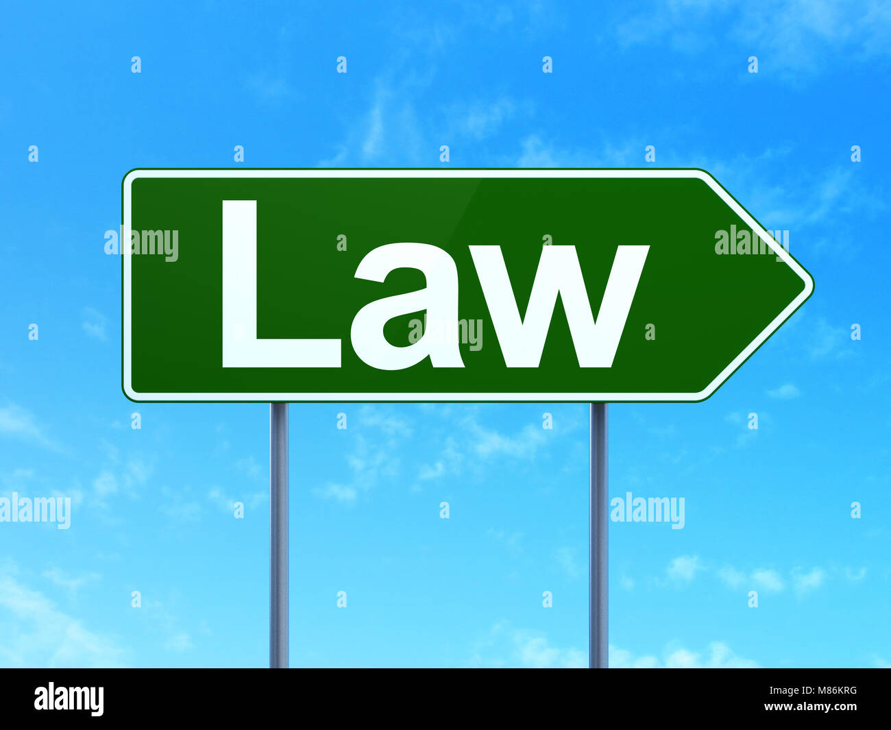 Law concept: Law on road sign background Stock Photo - Alamy
