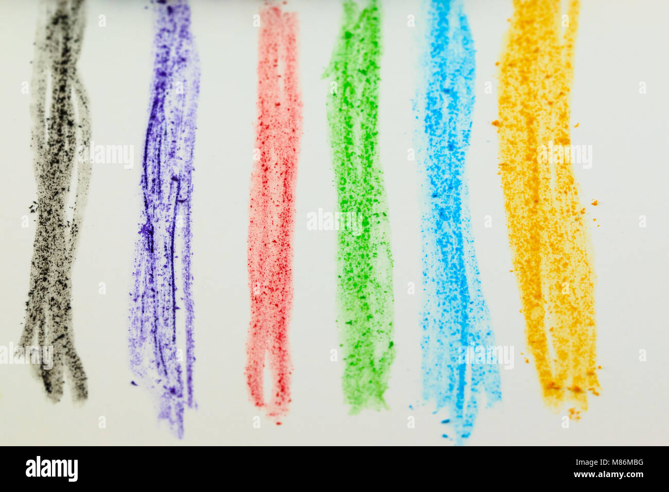 painting colourful of crayons on white paper Stock Photo - Alamy