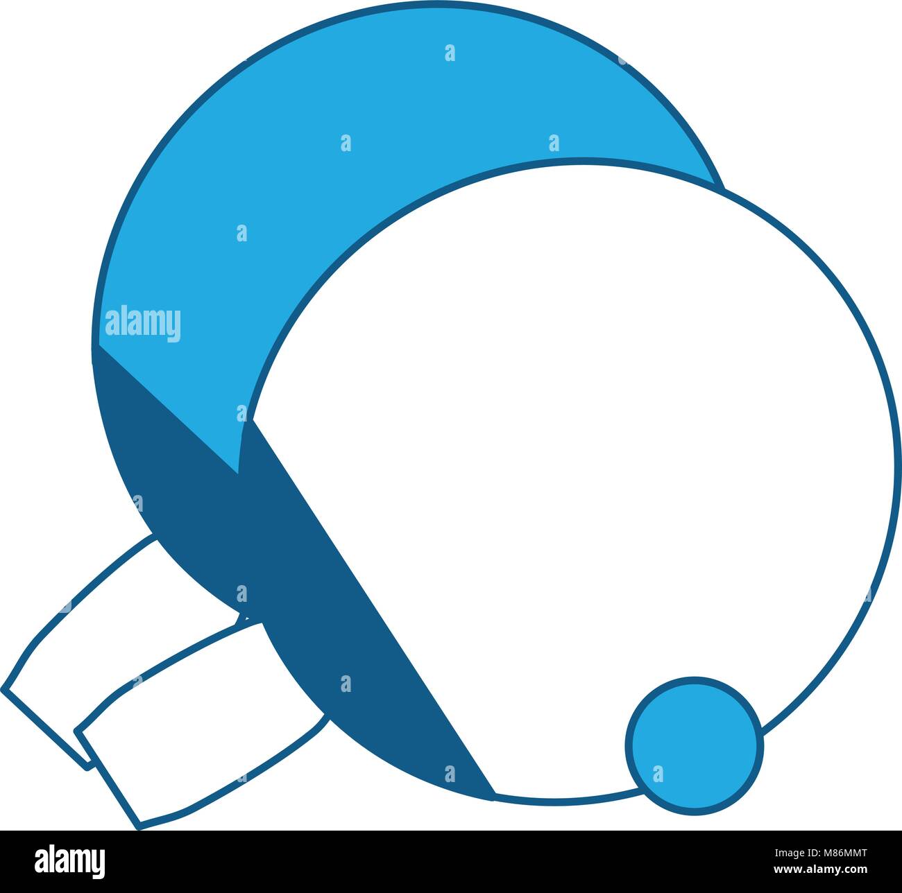 ping pong paddles and ball icon over white background, blue shading ...