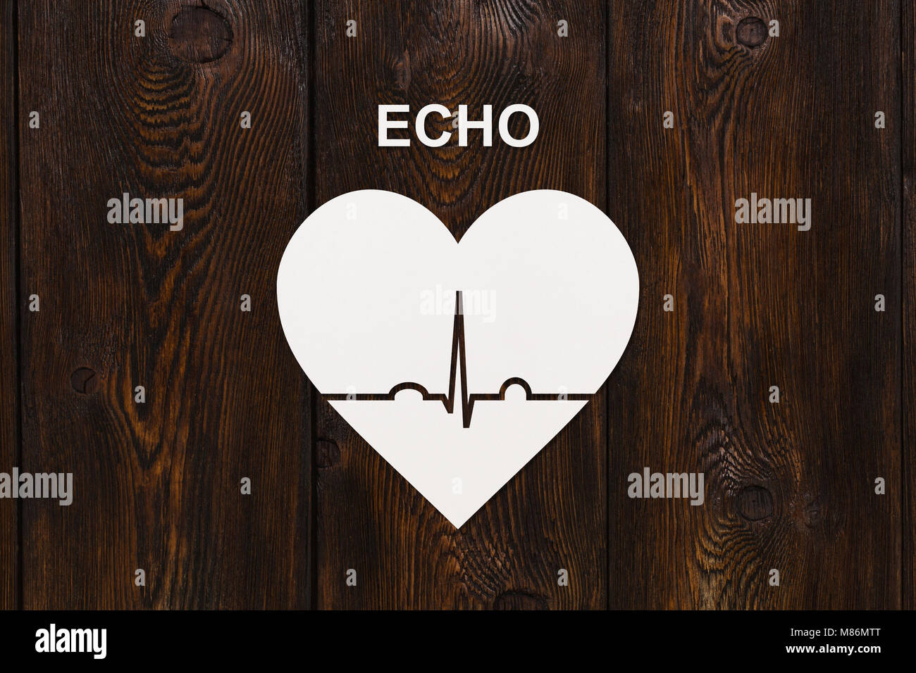 Heart shape with echocardiogram and ECHO text. Health or cardiology ...