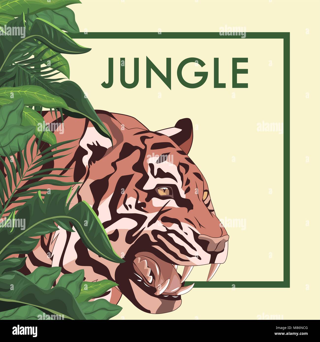 Tiger drawing in the jungle vector illustration graphic design Stock Vector Image & Art - Alamy