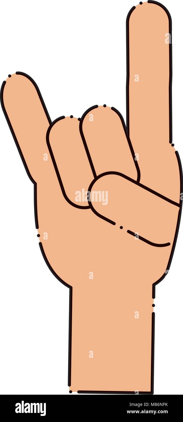 Rock Hand Symbol over white background, colorful design vector ...
