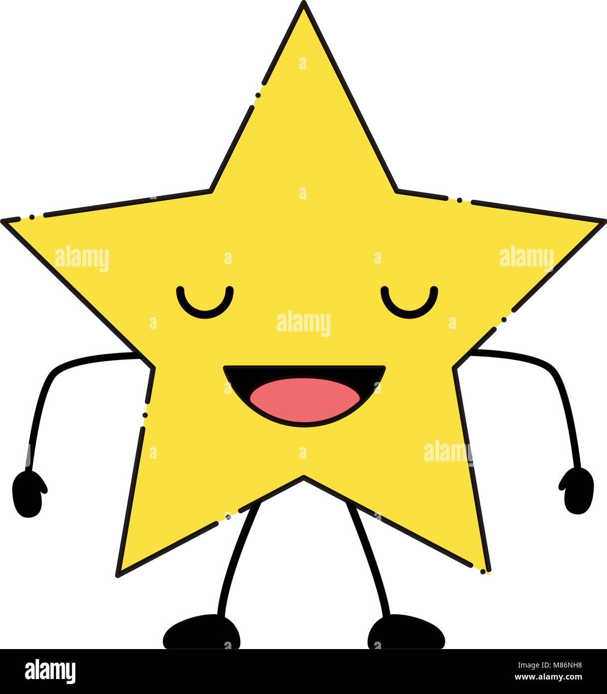 kawaii happy star icon over white background, colorful design. vector ...