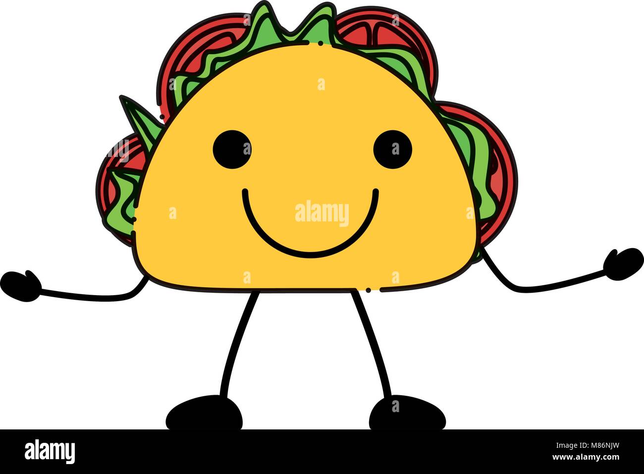 kawaii happy taco icon over white background, colorful design. vector ...
