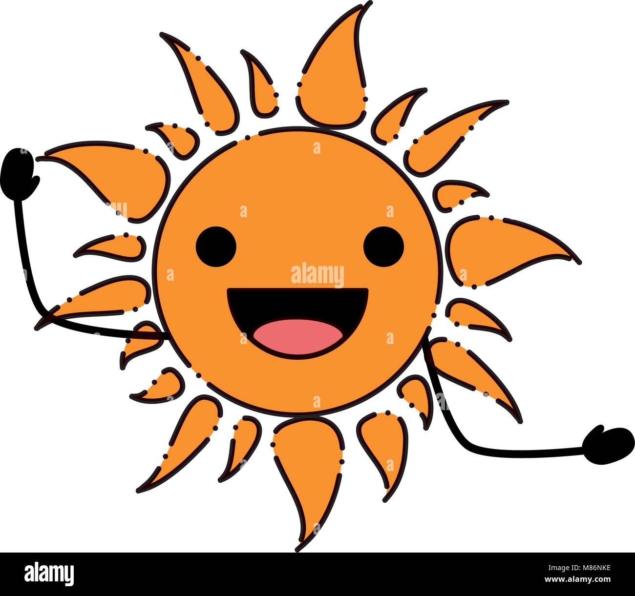 kawaii excited sun icon over white background, colorful design. vector ...