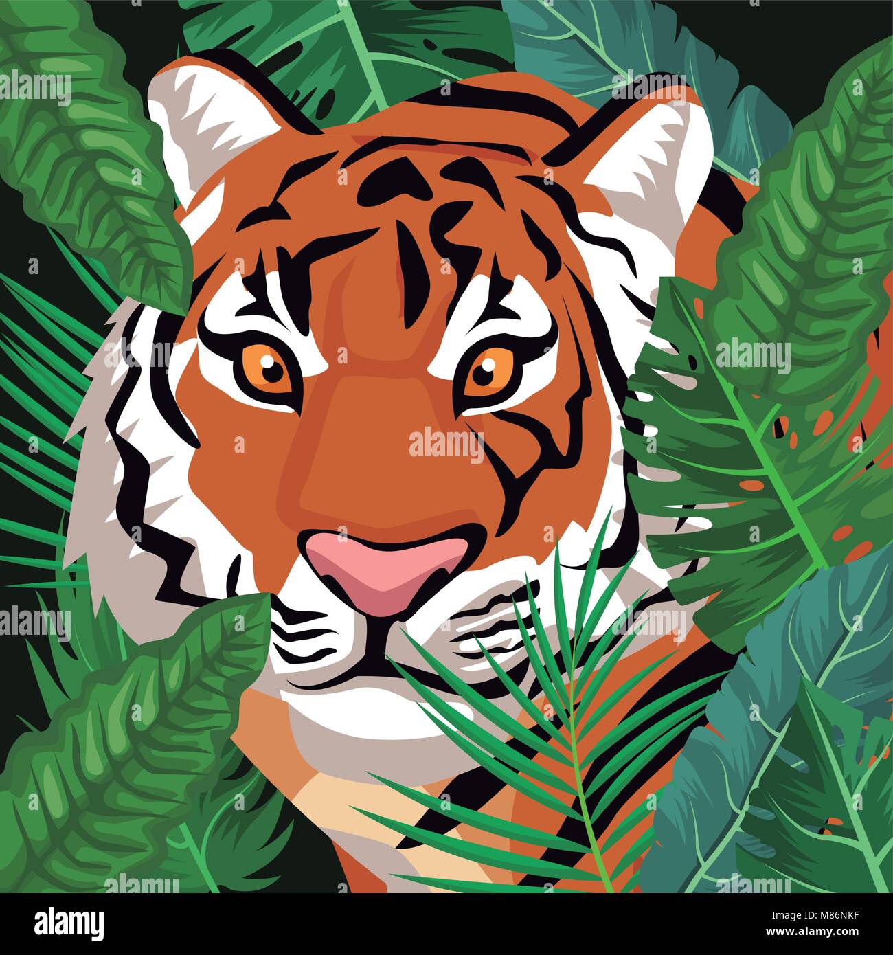 Tiger in the jungle vector illustration graphic design Stock Vector Image & Art - Alamy