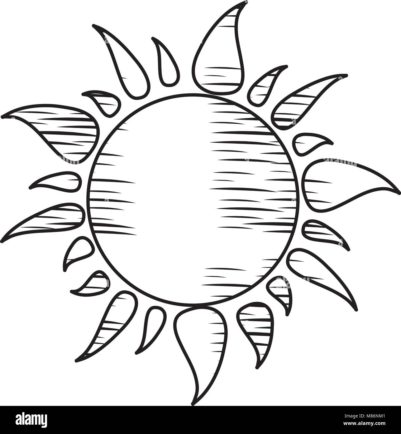 sketch of sun shape icon over white background, vector illustration ...