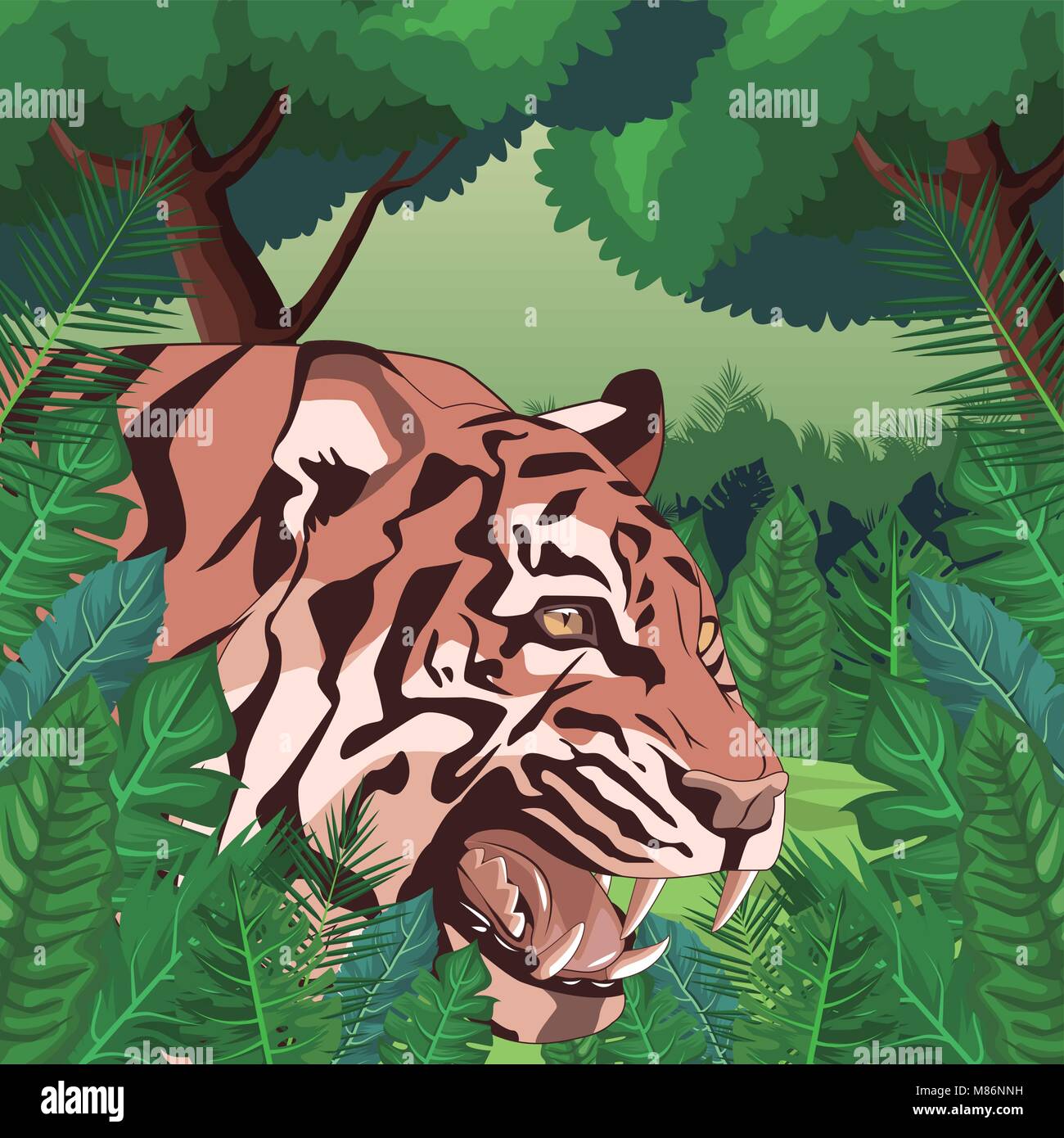Tiger in the jungle vector illustration graphic design Stock Vector Image & Art - Alamy
