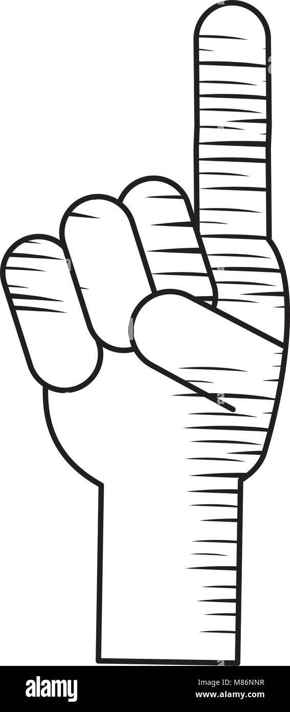 sketch of hand pointing up icon over white background, vector ...