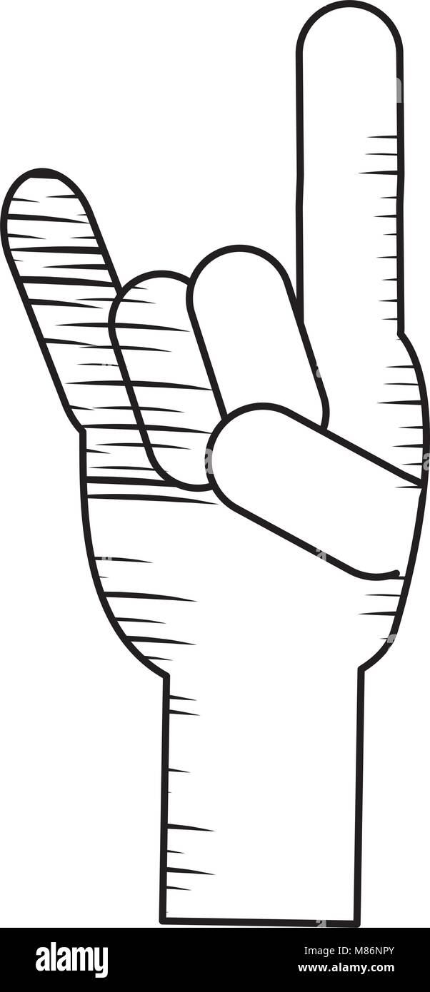 Rock Hand Symbol over white background, colorful design vector ...