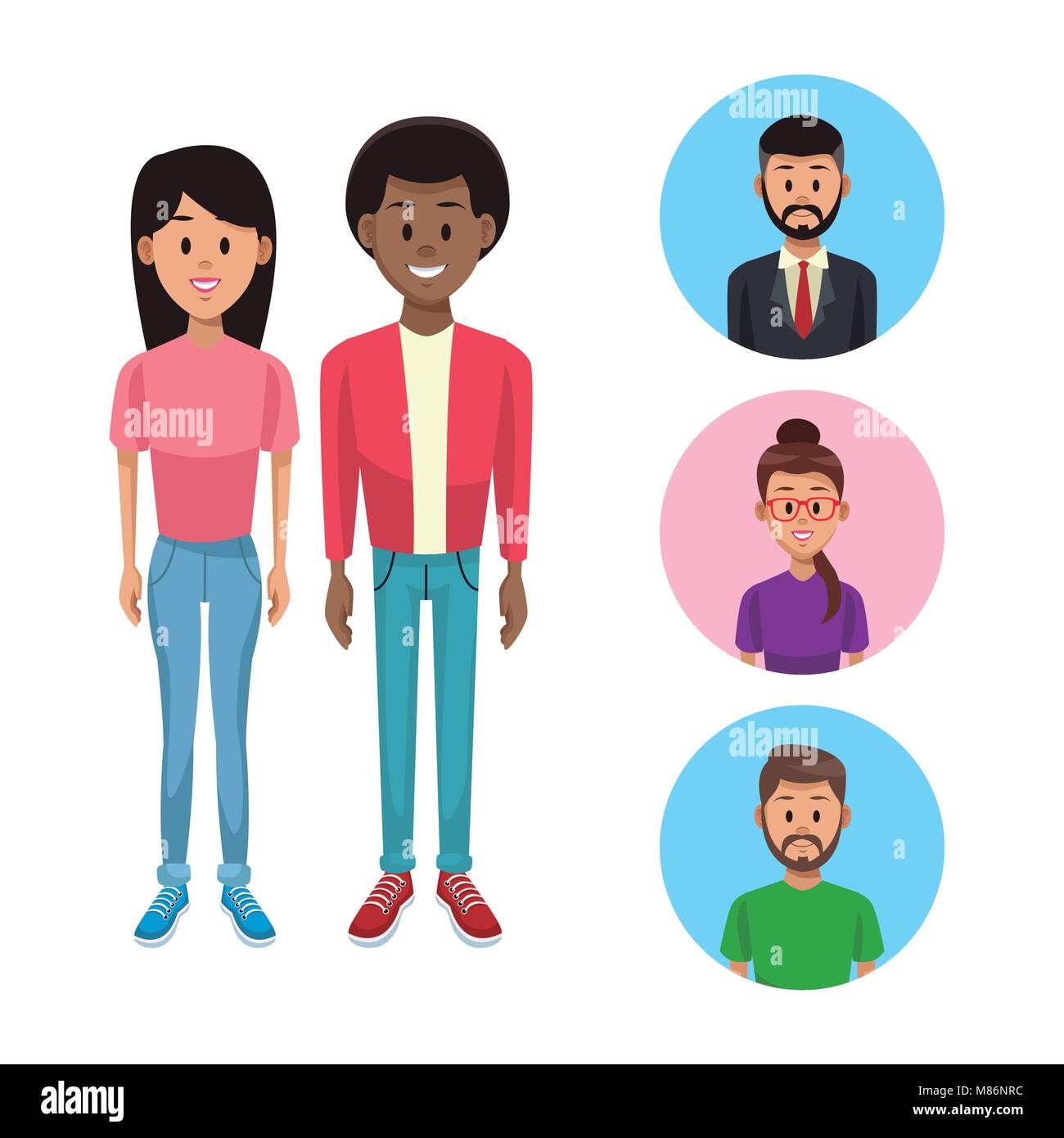 Young people round icons hi-res stock photography and images - Alamy