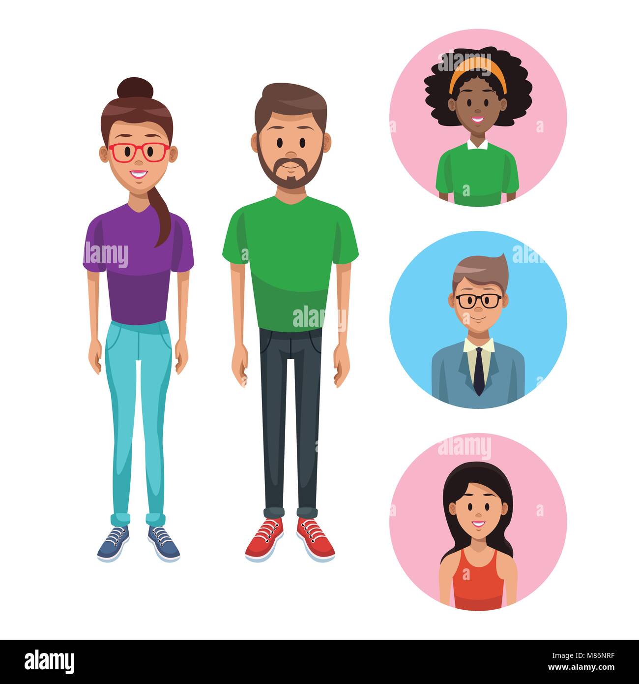 Young people round icons hi-res stock photography and images - Alamy