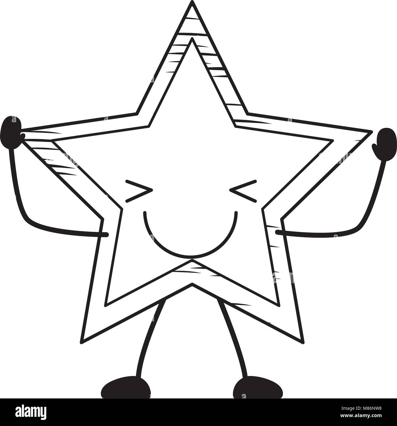 kawaii happy star icon over white background, vector illustration Stock ...