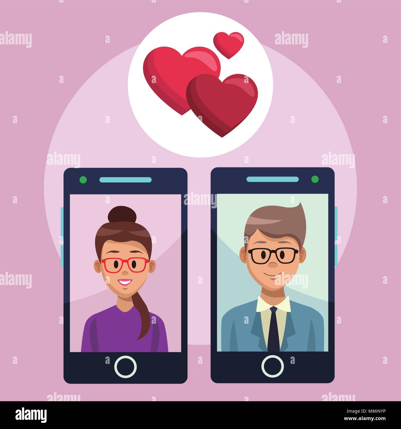 Romantic date on smartphone app vector illustration graphic design ...
