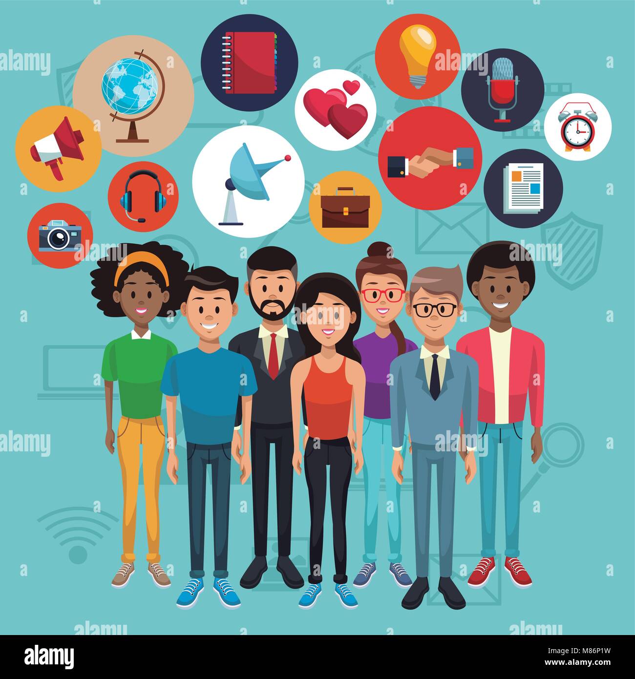 Social media people cartoon vector illustration graphic design Stock ...