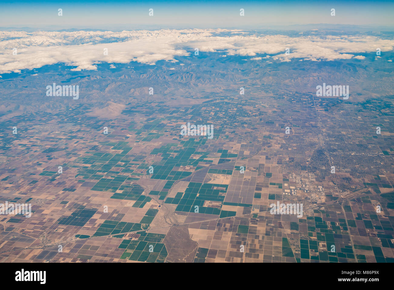 Aerial view of Fresno area from an airplane Stock Photo - Alamy