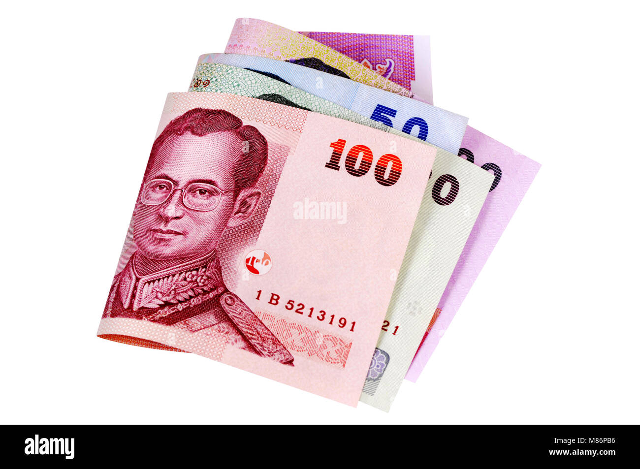 Set of Thai Baht currency bills isolated on a white background Stock ...