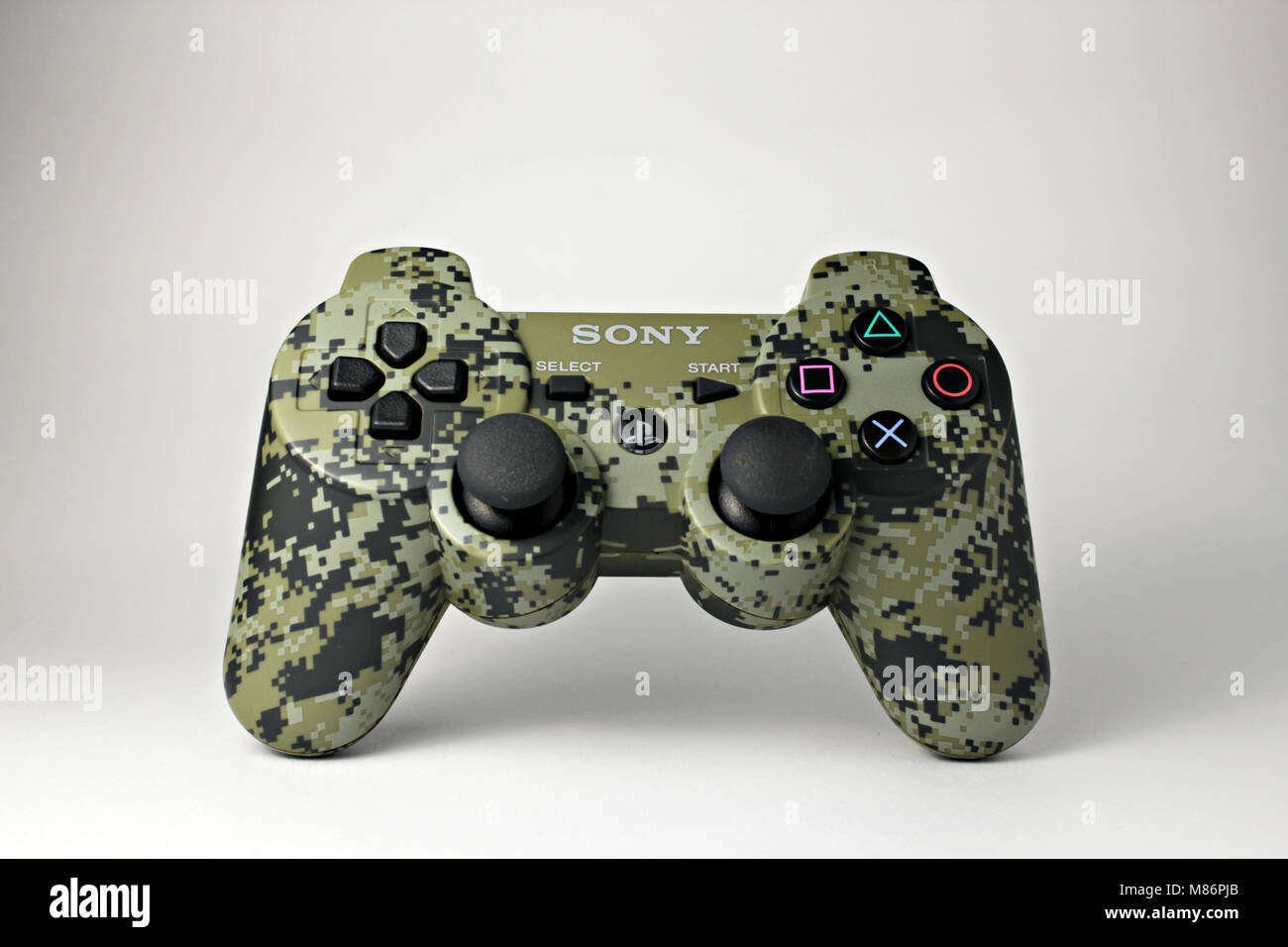 Game controller with green screen, position in center standing Stock ...
