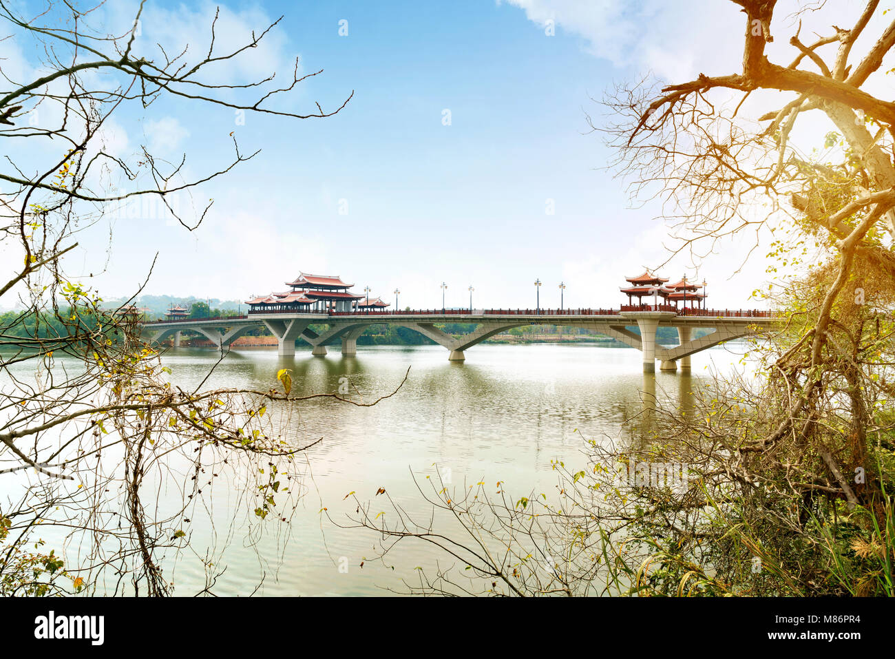 Chinese traditional style of the bridge, Zhangzhou, Fujian Province ...