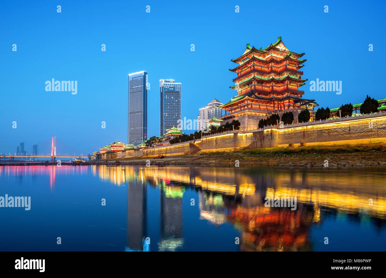 nanchang tengwang pavilion at night ,is one of chinese famous ancient ...