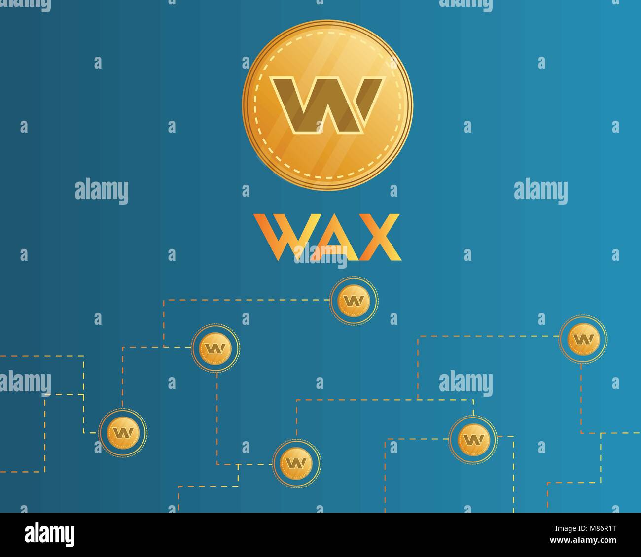 Blockchain wax cryptocurrency technology background Stock Vector Image ...