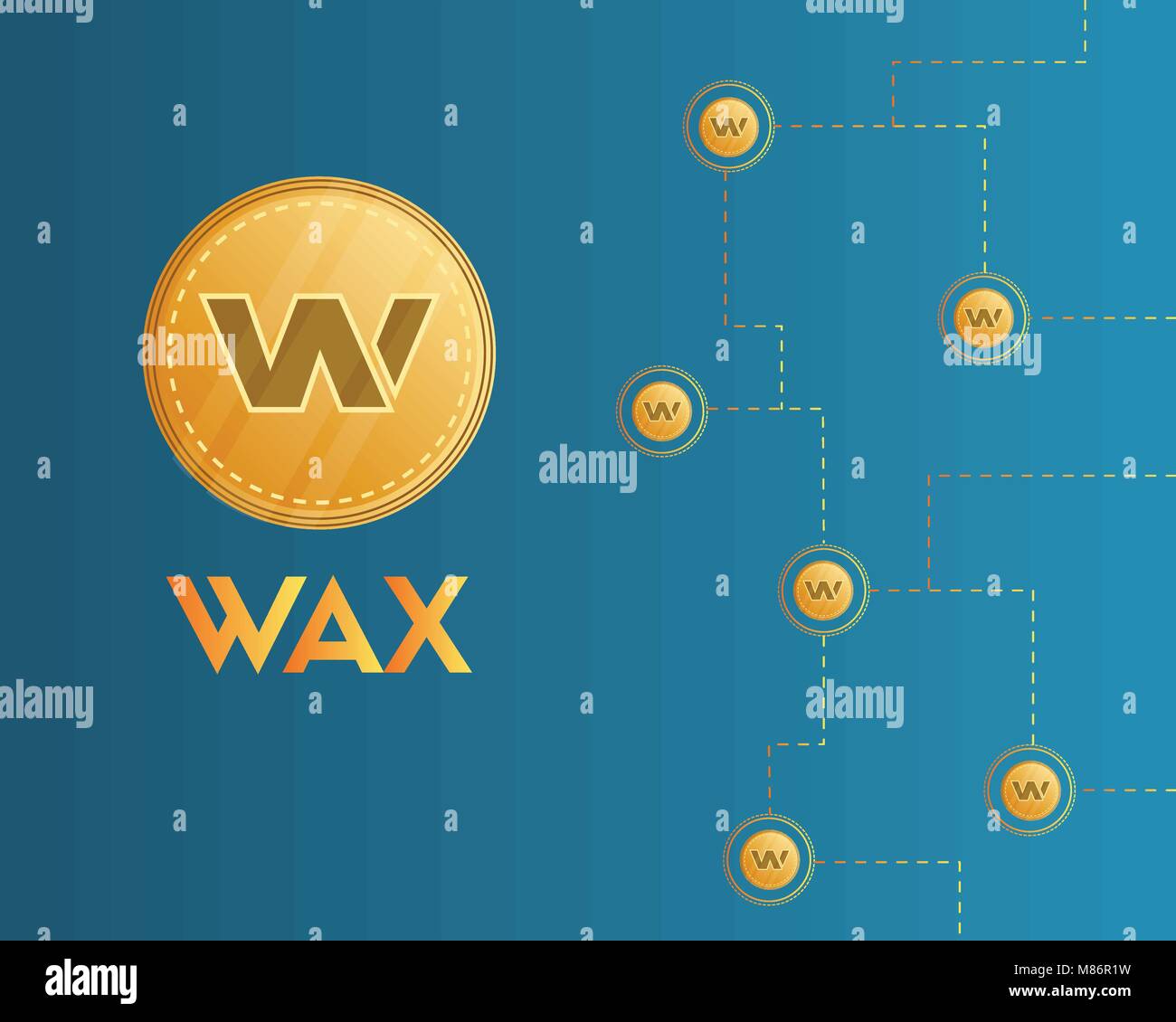 Blockchain wax cryptocurrency technology background Stock Vector Image ...