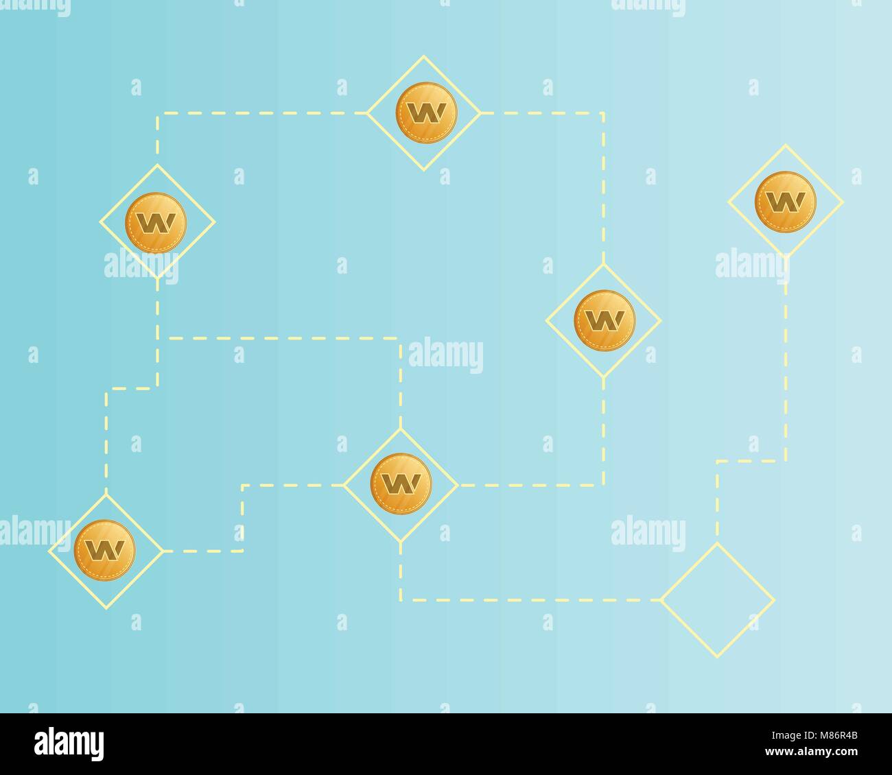 Blockchain wax cryptocurrency virtual digital background Stock Vector ...