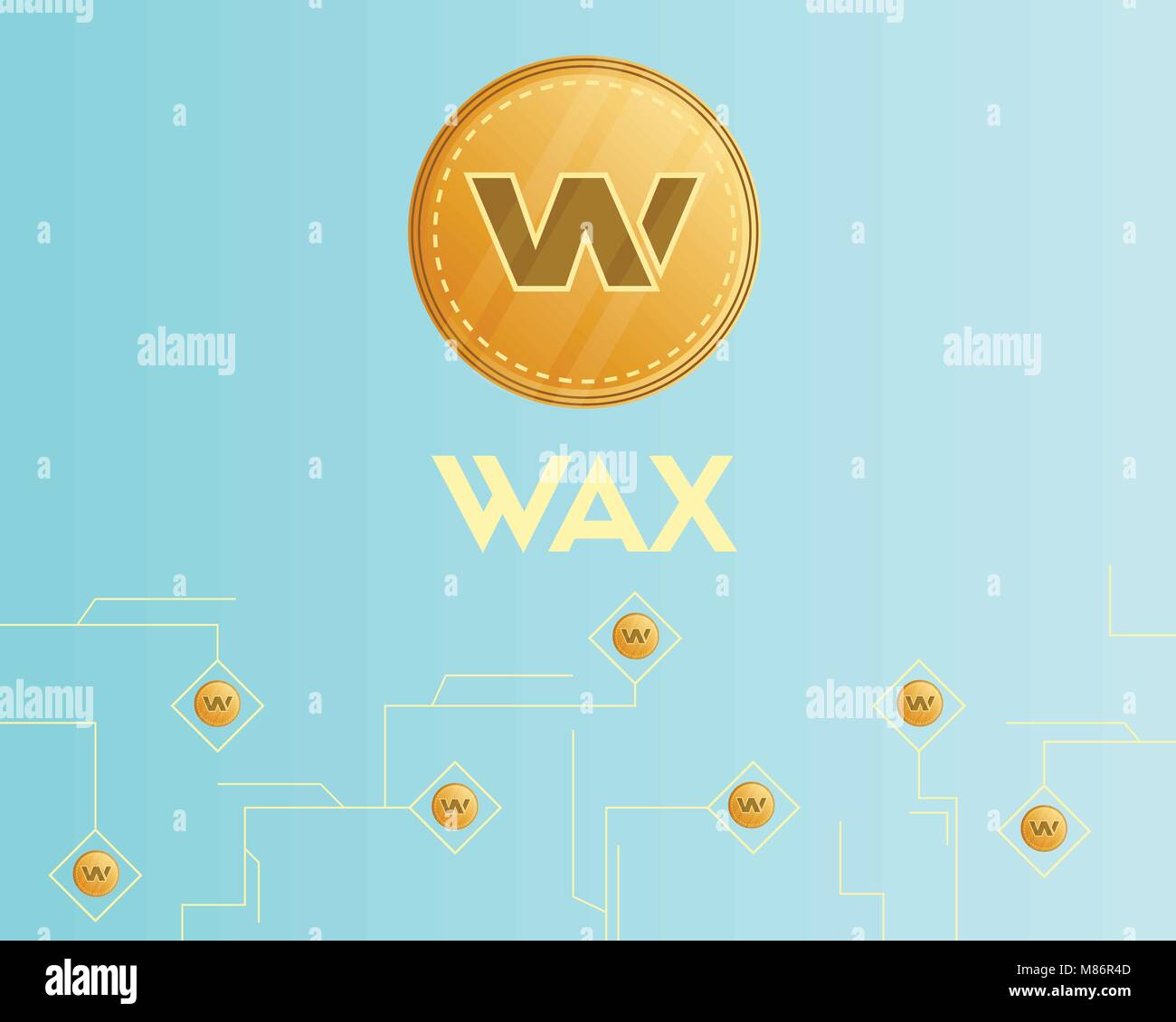Blockchain wax cryptocurrency virtual digital background Stock Vector ...
