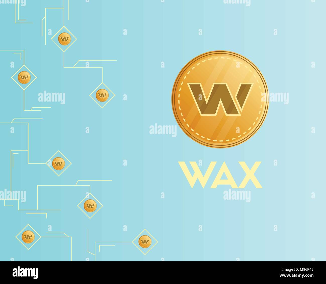 Blockchain wax cryptocurrency virtual digital background Stock Vector ...
