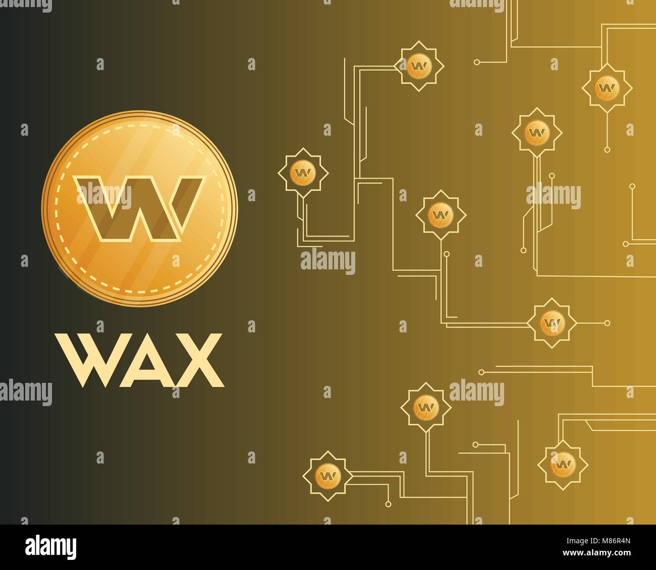 Blockchain wax cryptocurrency circuit background Stock Vector Image ...