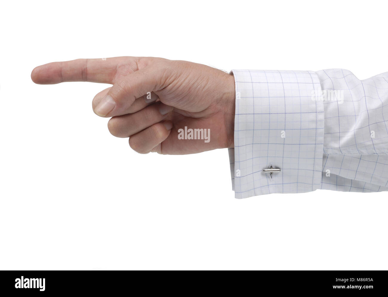 Executive businessman pointing his finger isolated on a white ...
