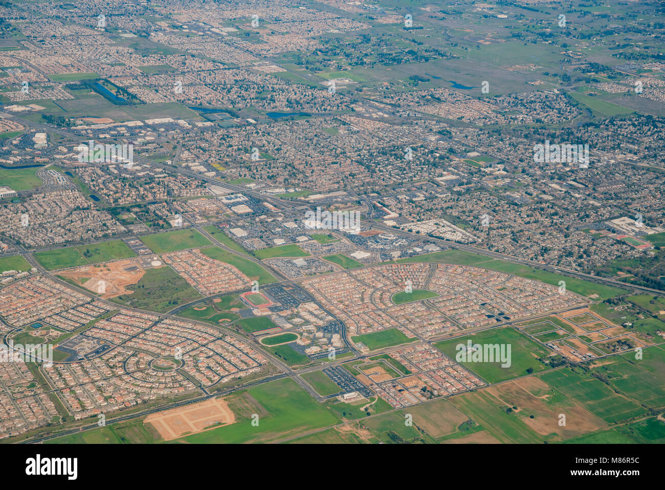 Aerial view of the Elk Grove area, Sacramento County, California Stock ...