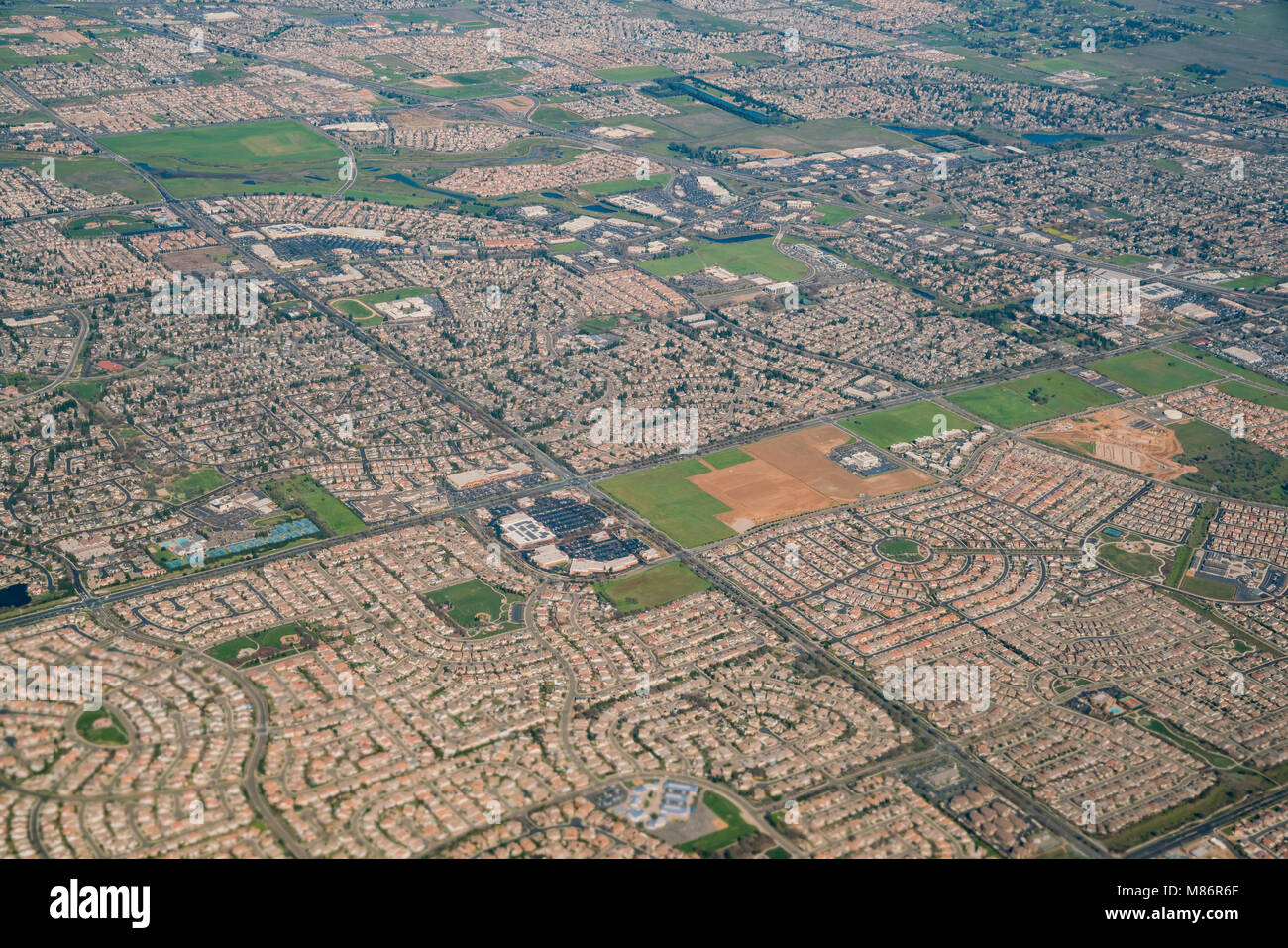 Aerial view of the Elk Grove area, Sacramento County, California Stock ...