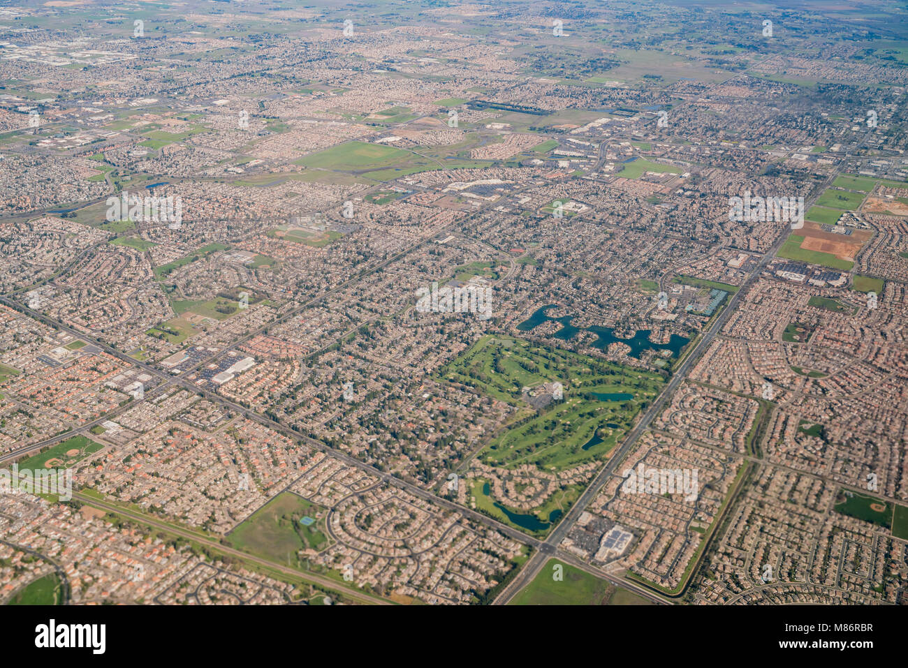 Aerial view of the Elk Grove area, Sacramento County, California Stock ...