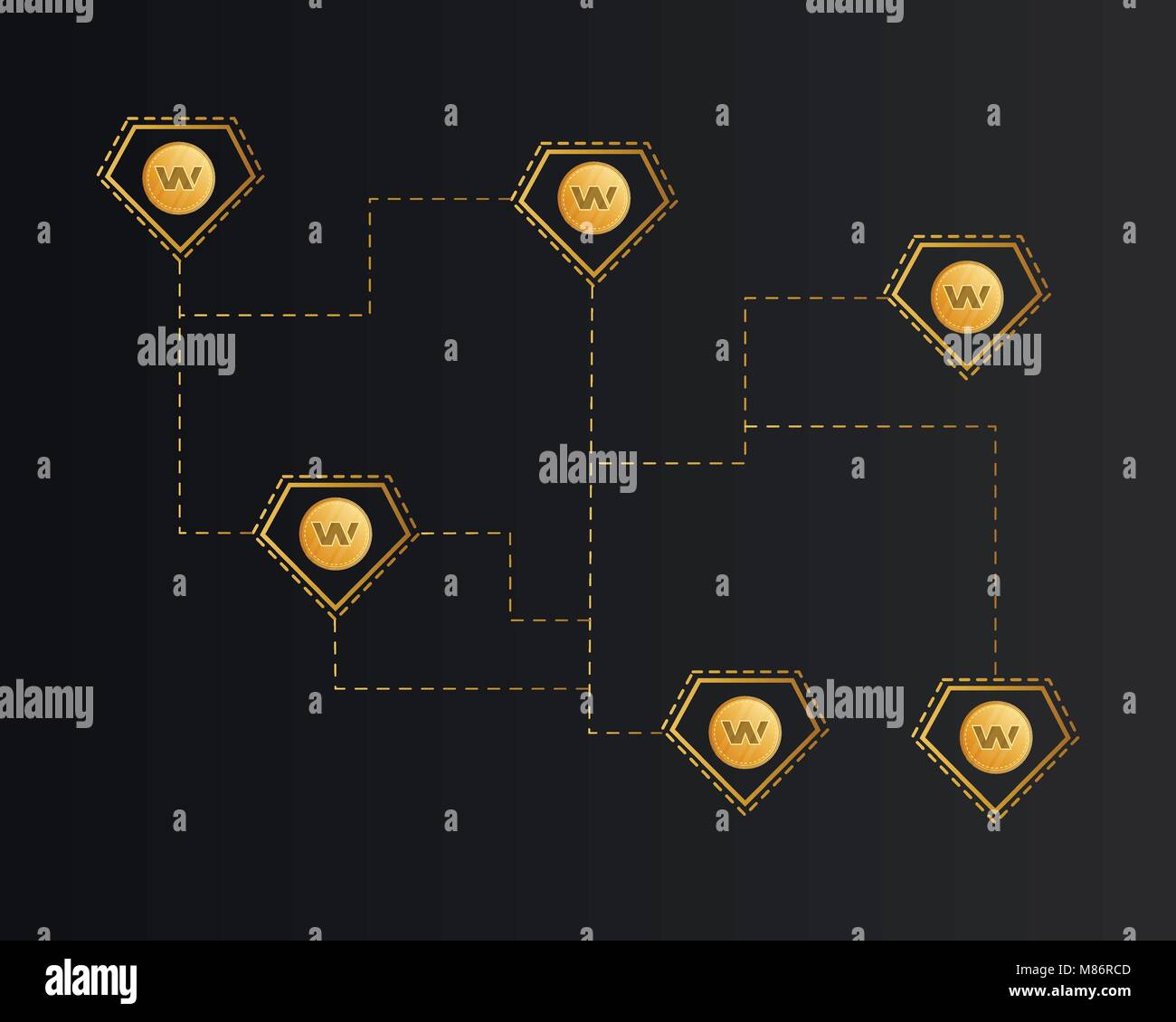 Blockchain wax cryptocurrency technology on dark background Stock ...