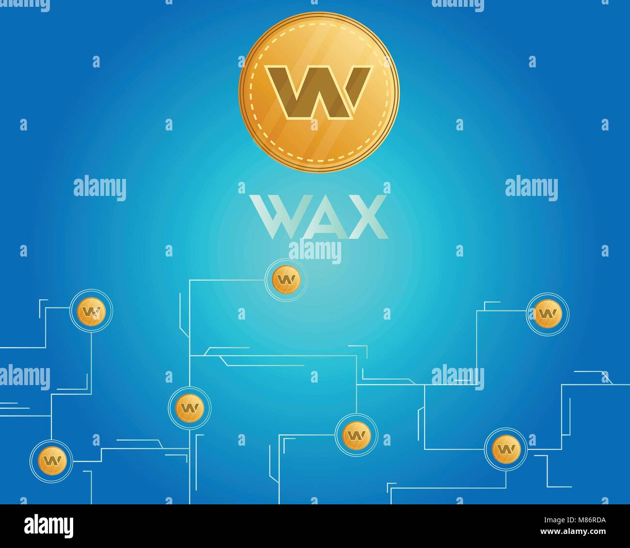 Blockchain wax cryptocurrency digital virtual background Stock Vector ...