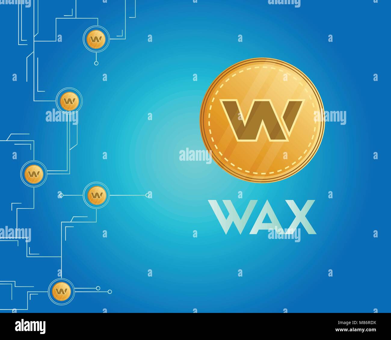 Blockchain wax cryptocurrency digital virtual background Stock Vector ...