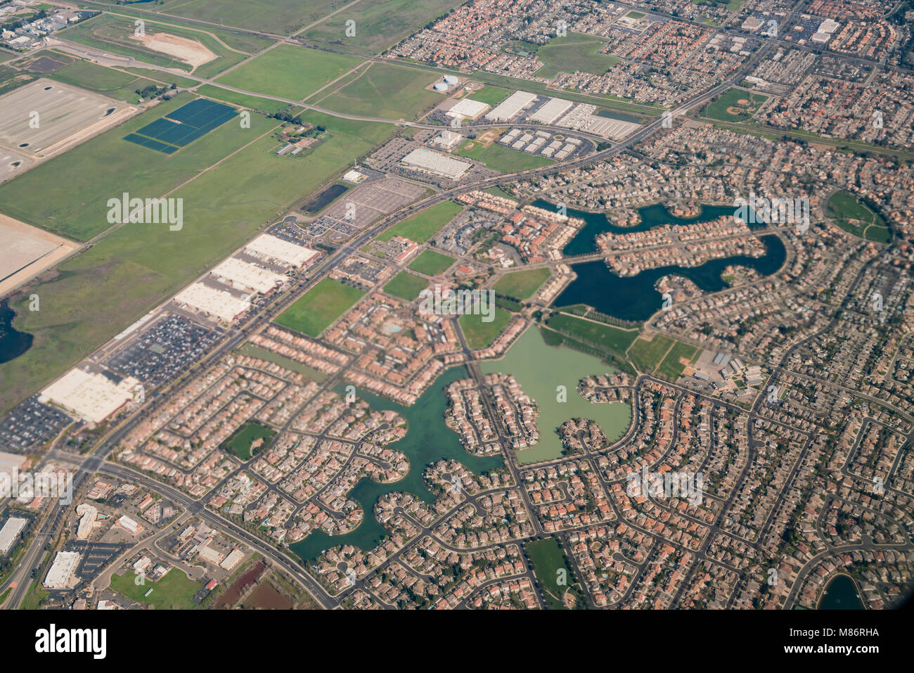 Aerial view of the Elk Grove area, Sacramento County, California Stock ...