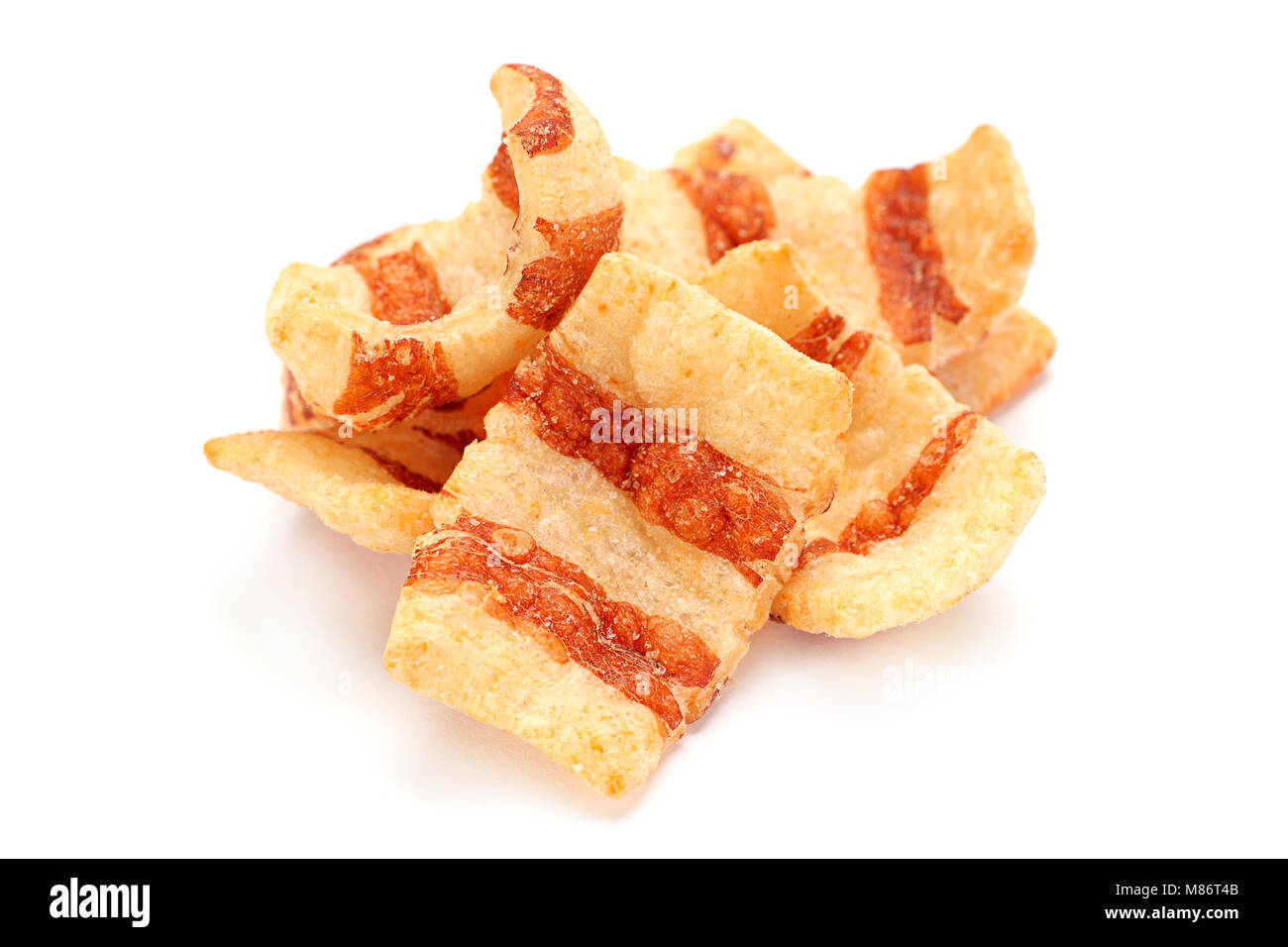 Pelleted salted snack bacon isolated on white background Stock Photo ...