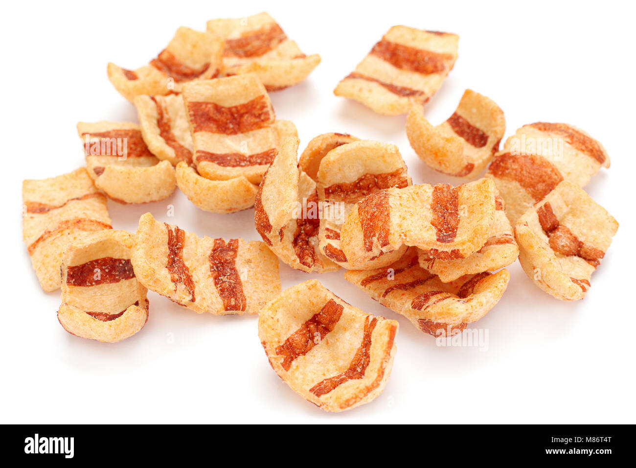 Pelleted salted snack bacon isolated on white background Stock Photo ...