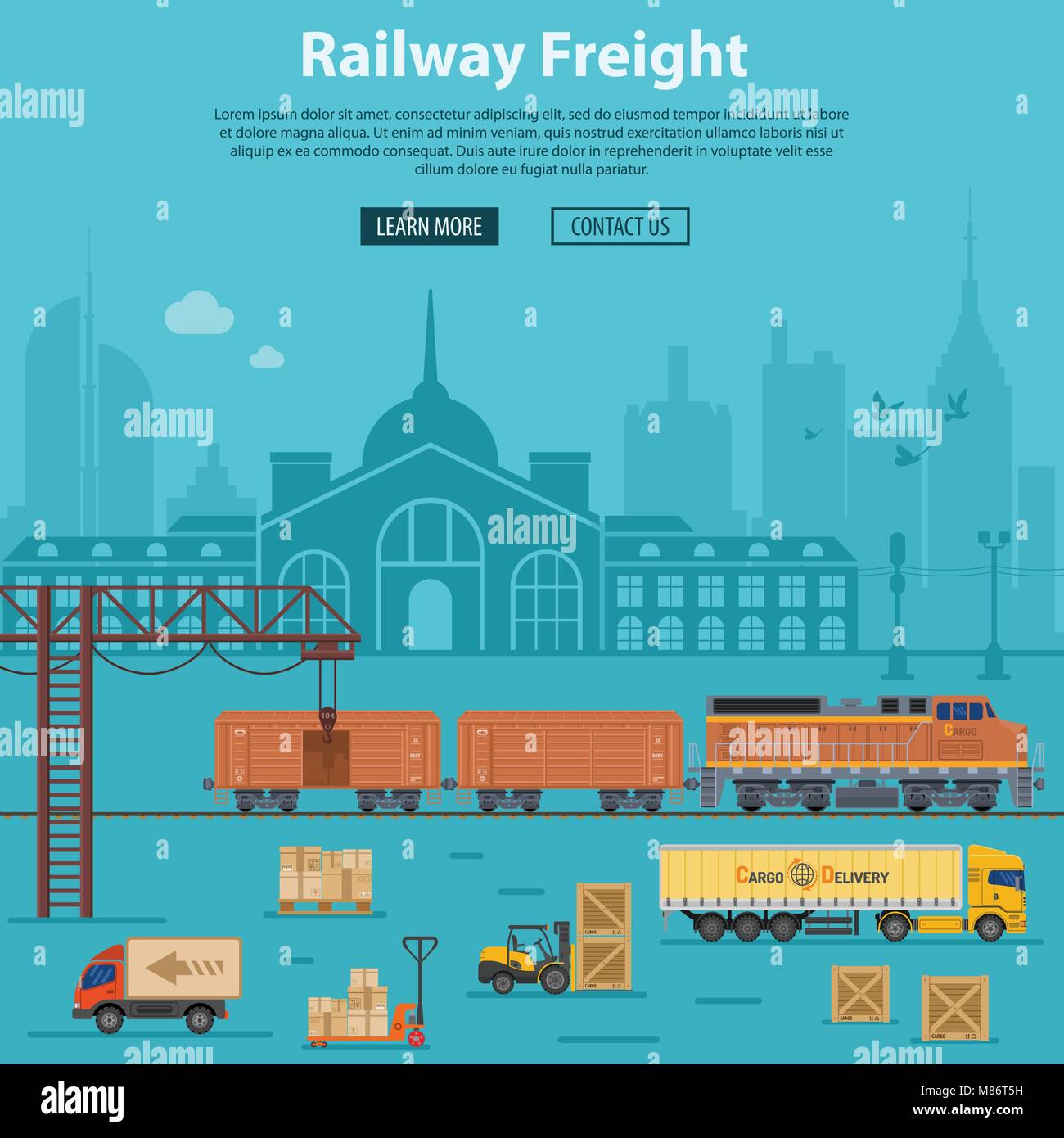 Railway Freight Delivery and Logistics Stock Vector Image & Art - Alamy