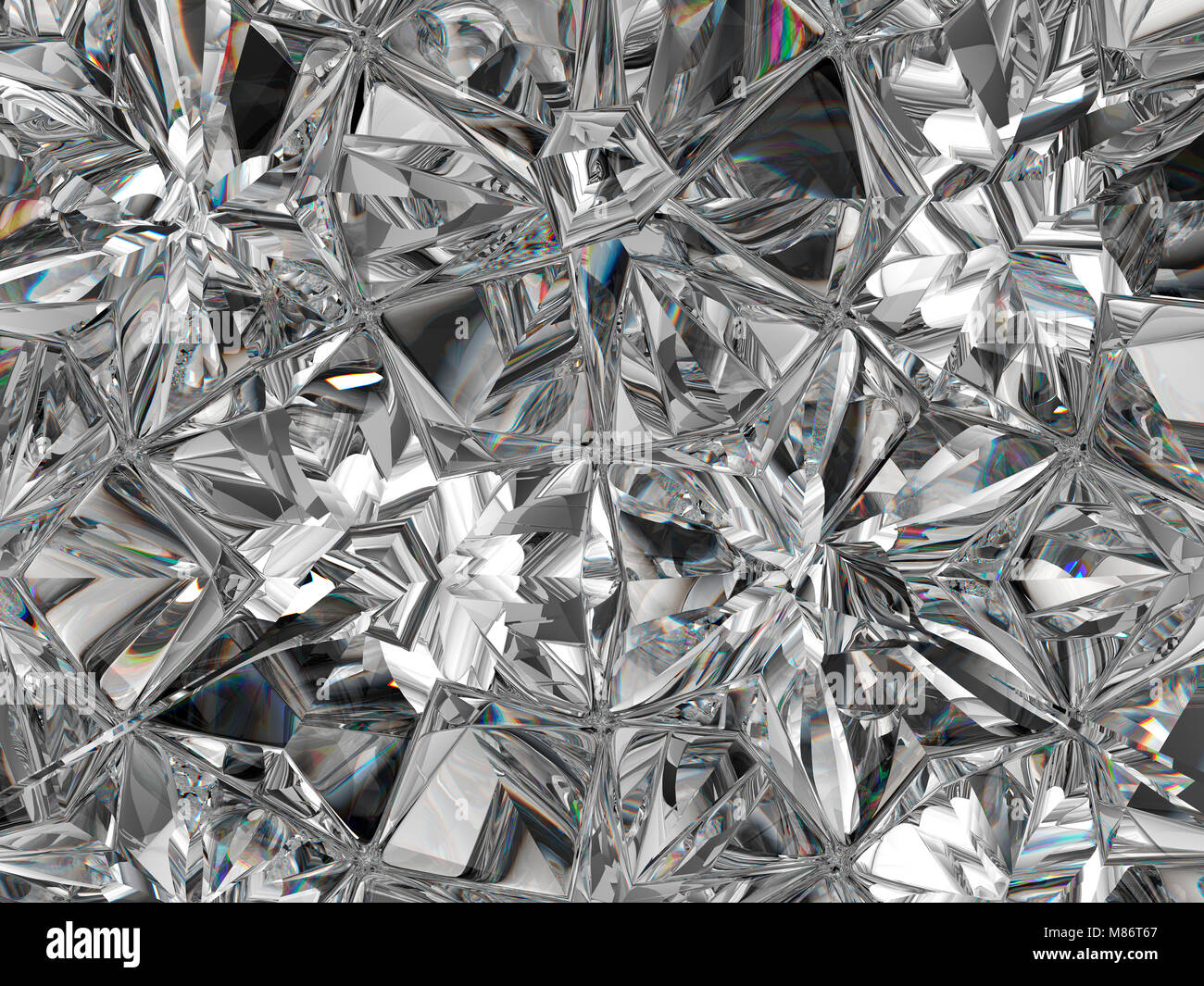diamond structure extreme closeup and kaleidoscope. top view of round ...