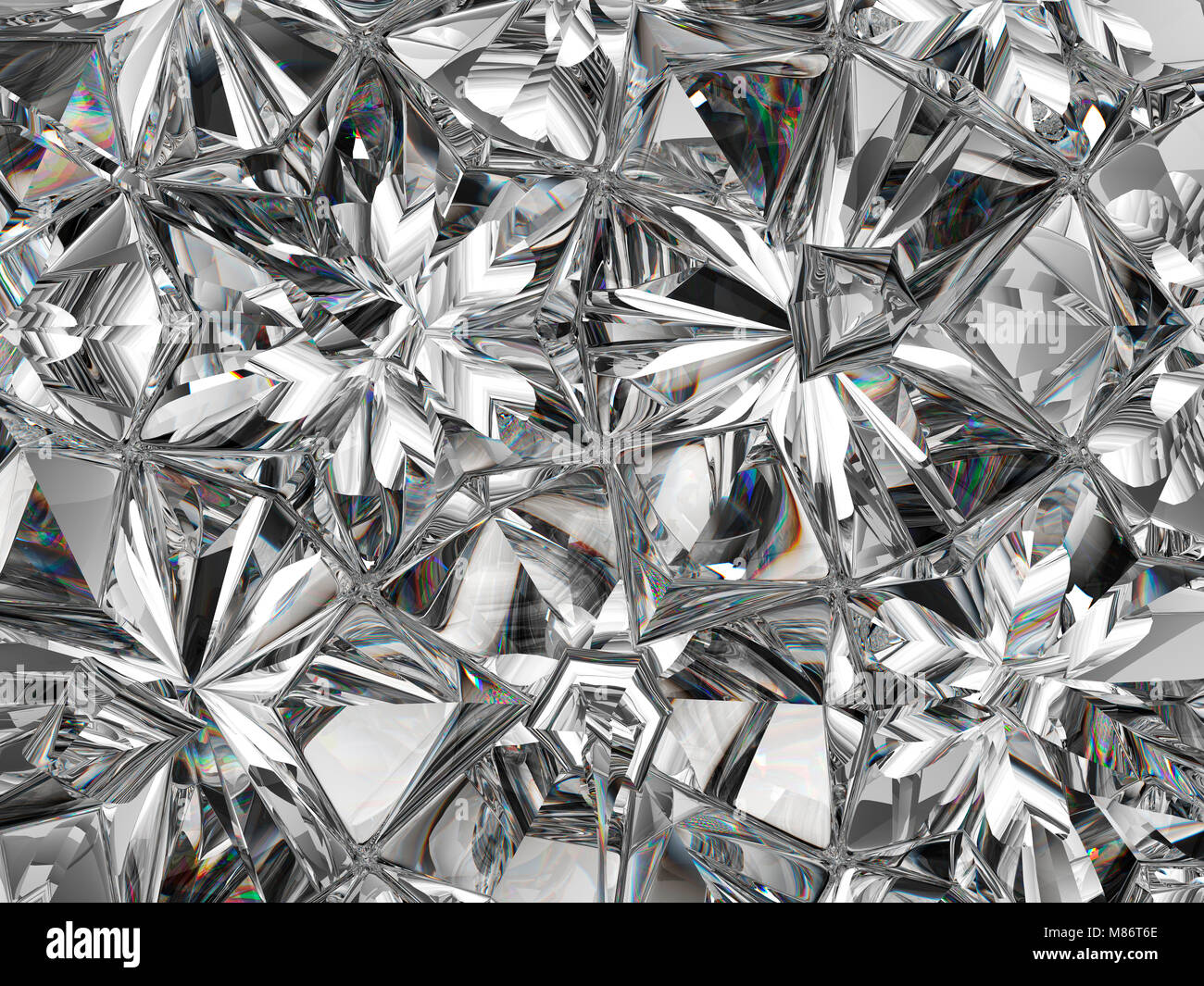 diamond structure extreme closeup and kaleidoscope. top view of round ...