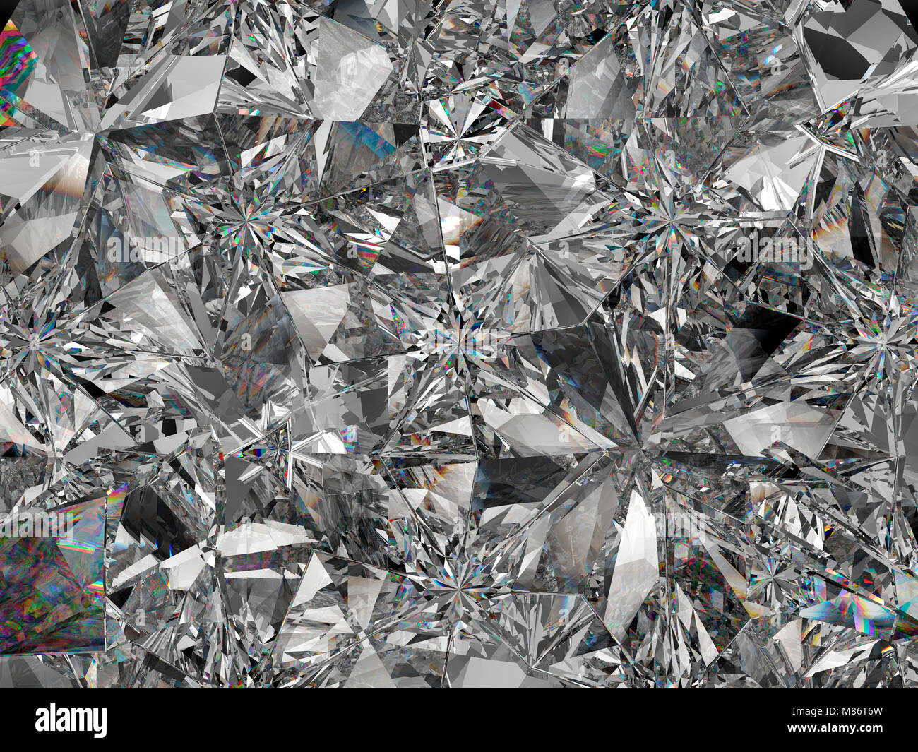Gemstone structure extreme closeup and kaleidoscope. top view of round ...