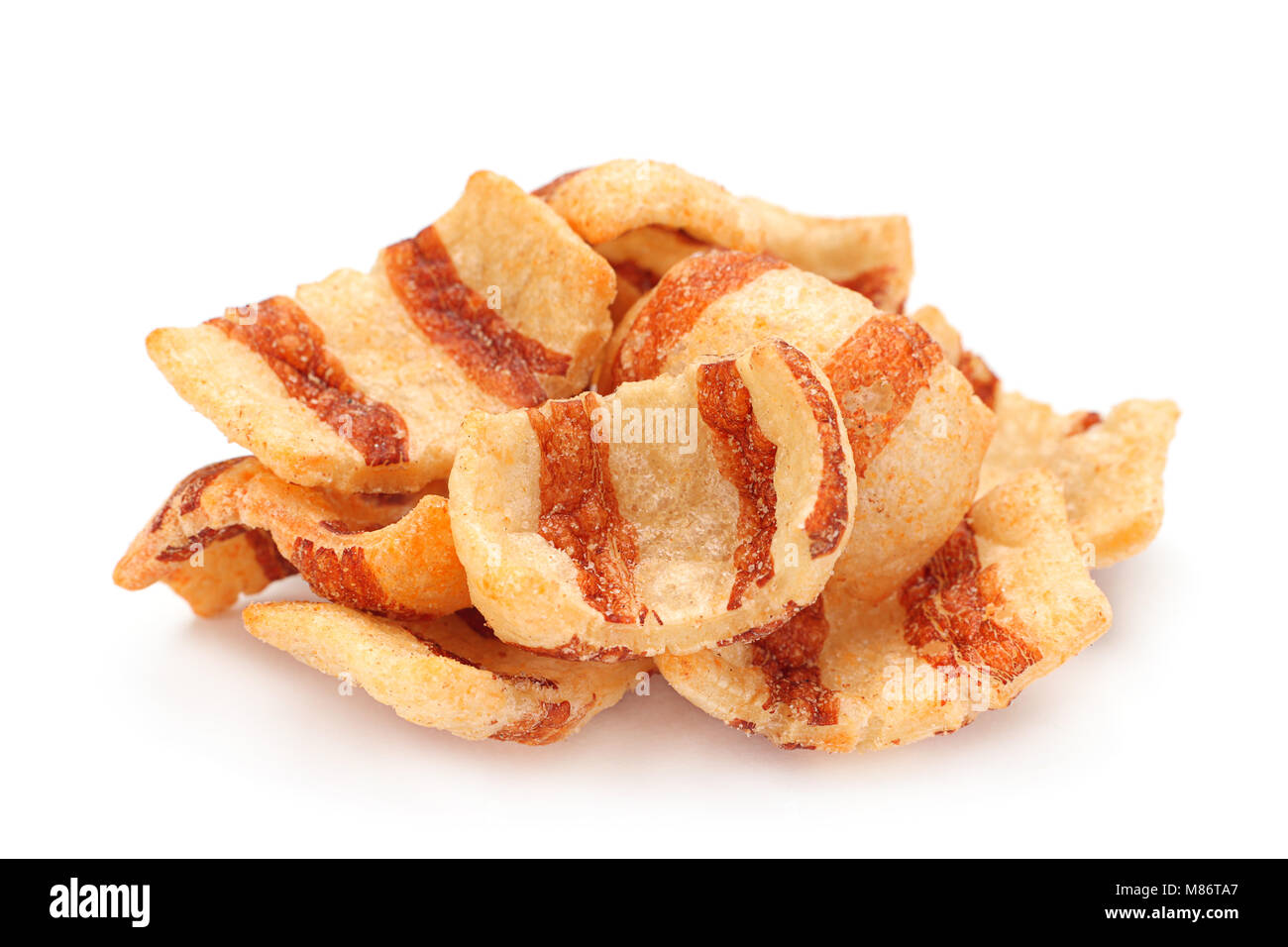 Pelleted salted snack bacon isolated on white background Stock Photo ...