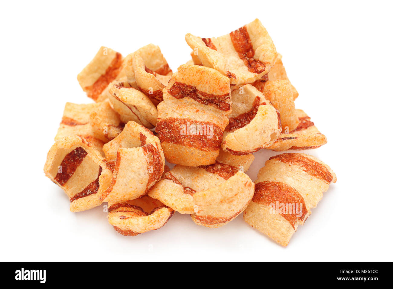 Pelleted salted snack bacon isolated on white background Stock Photo ...