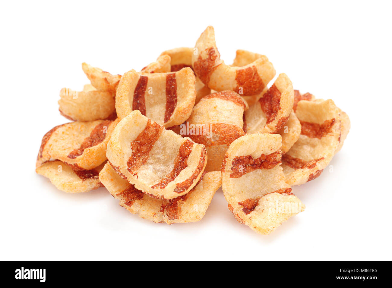 Pelleted salted snack bacon isolated on white background Stock Photo ...